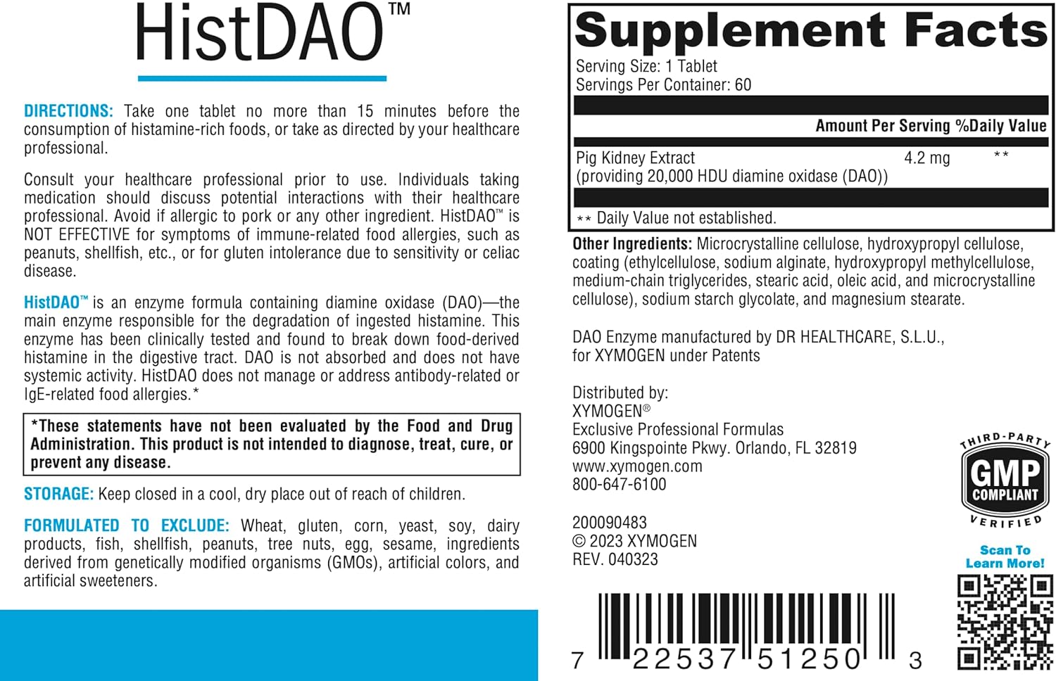 HistDAO™ 60 Tablets - Xymogen - Wellspring LifeCare