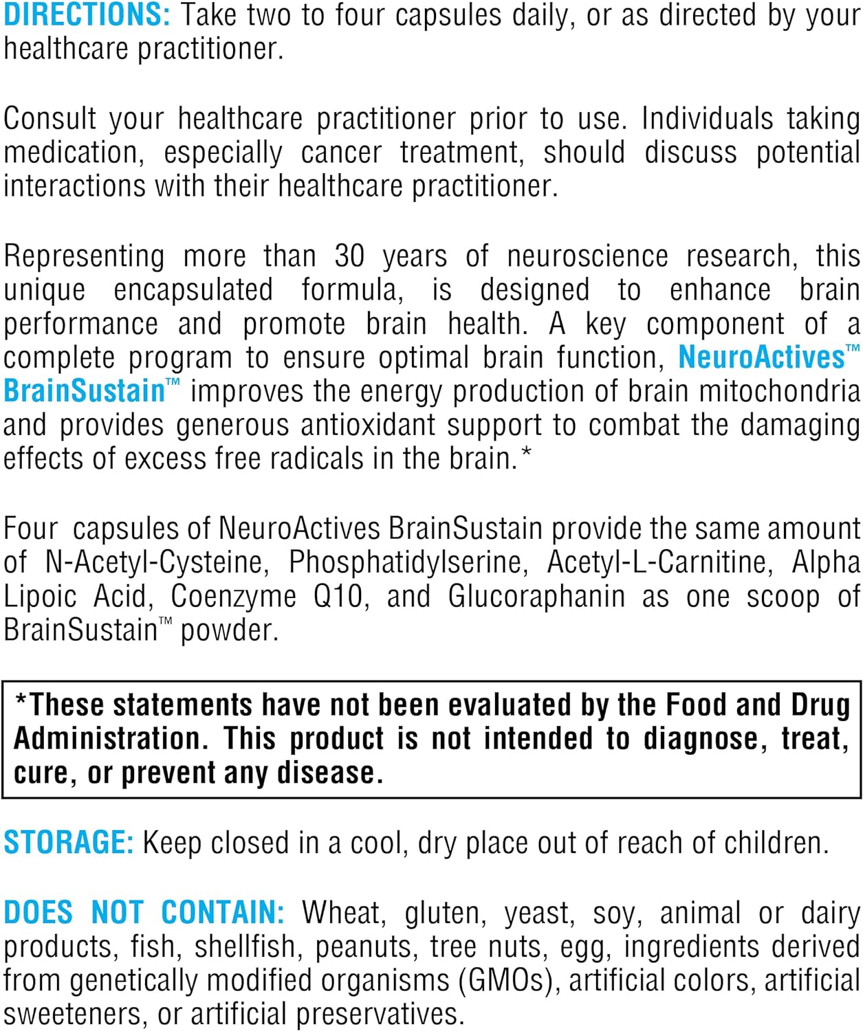 NeuroActives™ BrainSustain™ 120 Capsules - Xymogen - Wellspring LifeCare