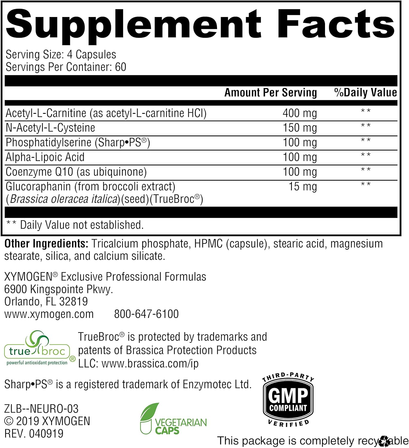 NeuroActives™ BrainSustain™ 120 Capsules - Xymogen - Wellspring LifeCare